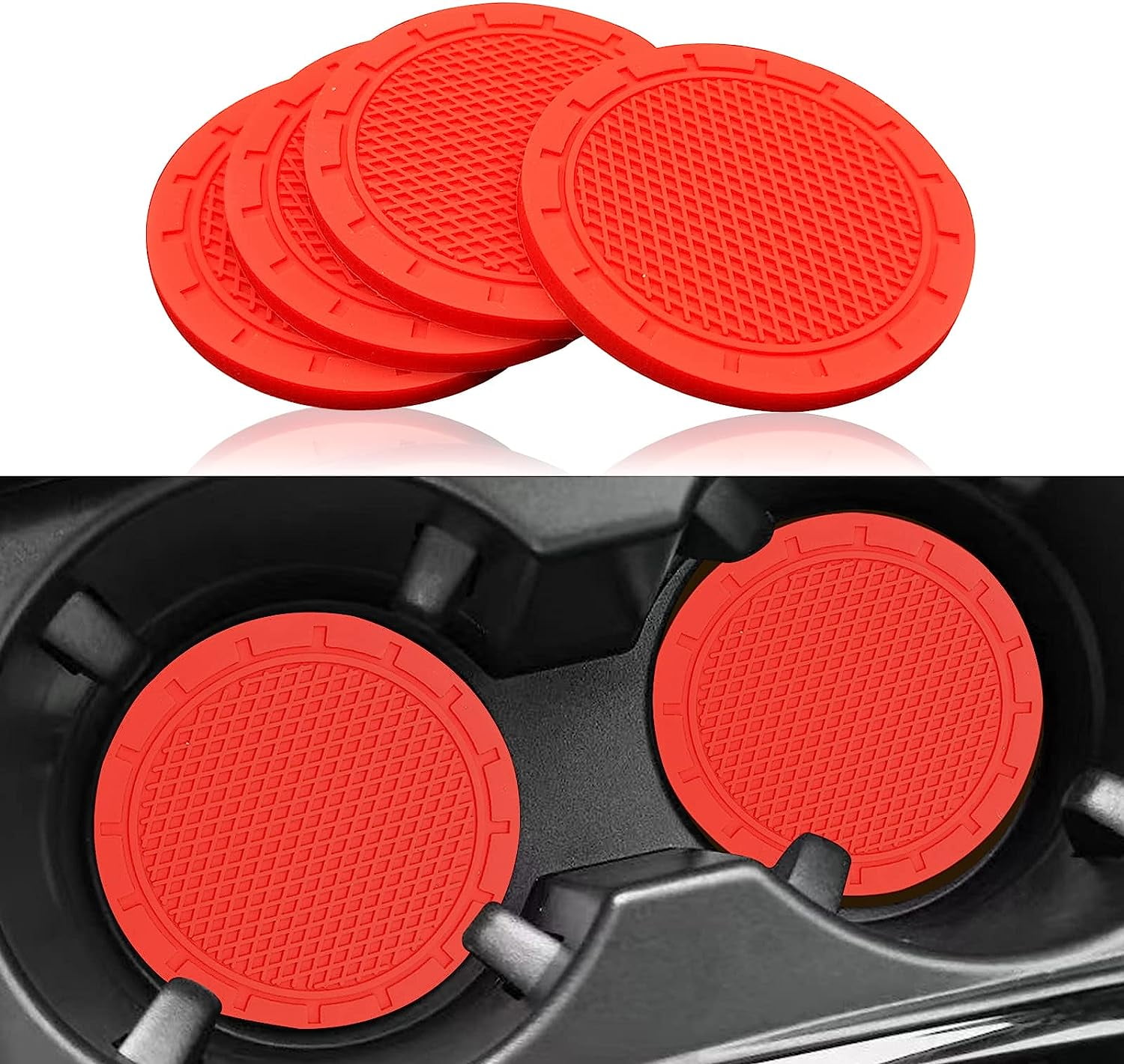 4Pcs Car Cup Holder Coaster, PVC Car Coaster Universal Auto Anti Slip ...