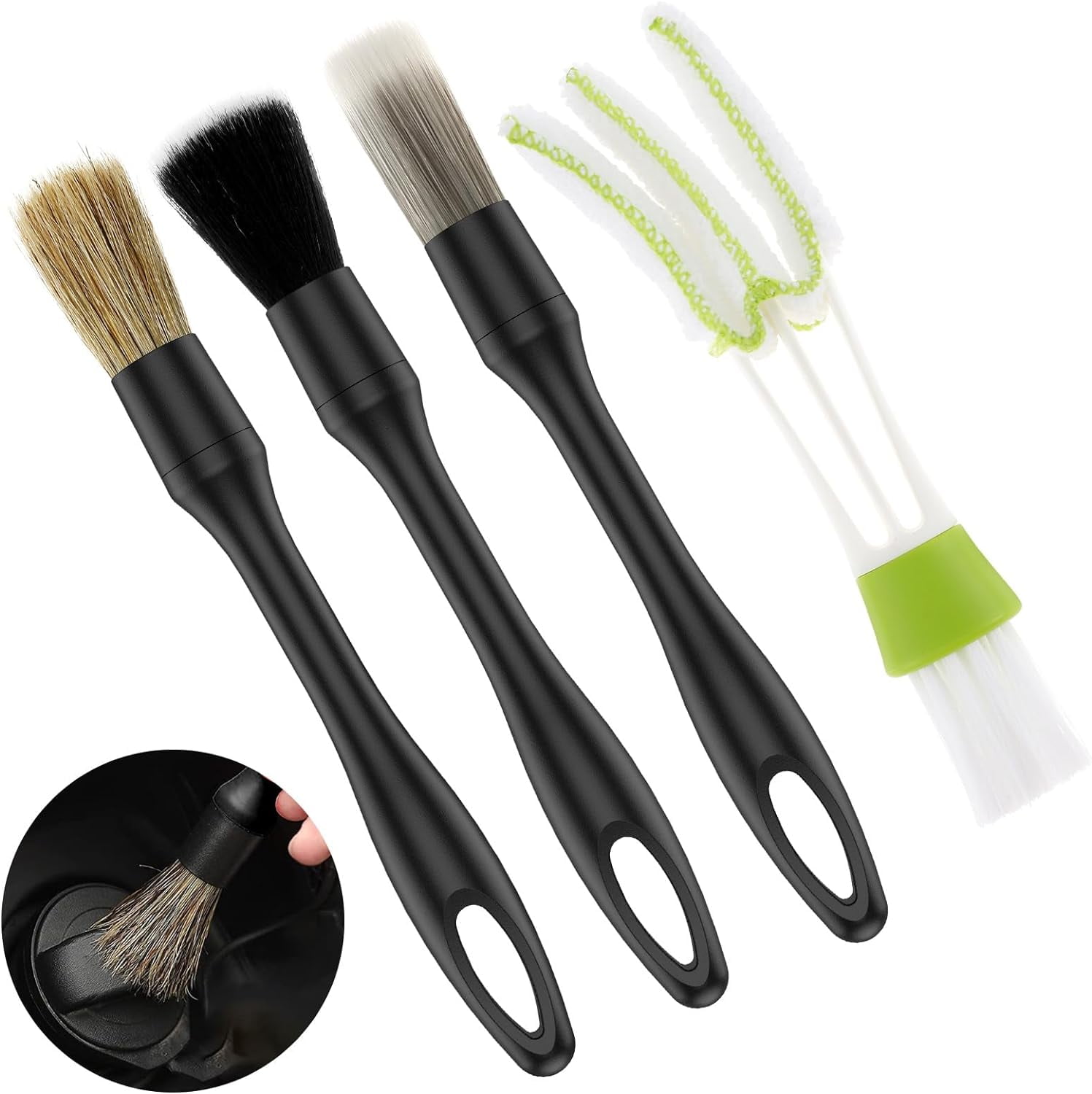 4Pcs Car Detailing Brush Kit Car Interior Dust Removal Brush Soft ...