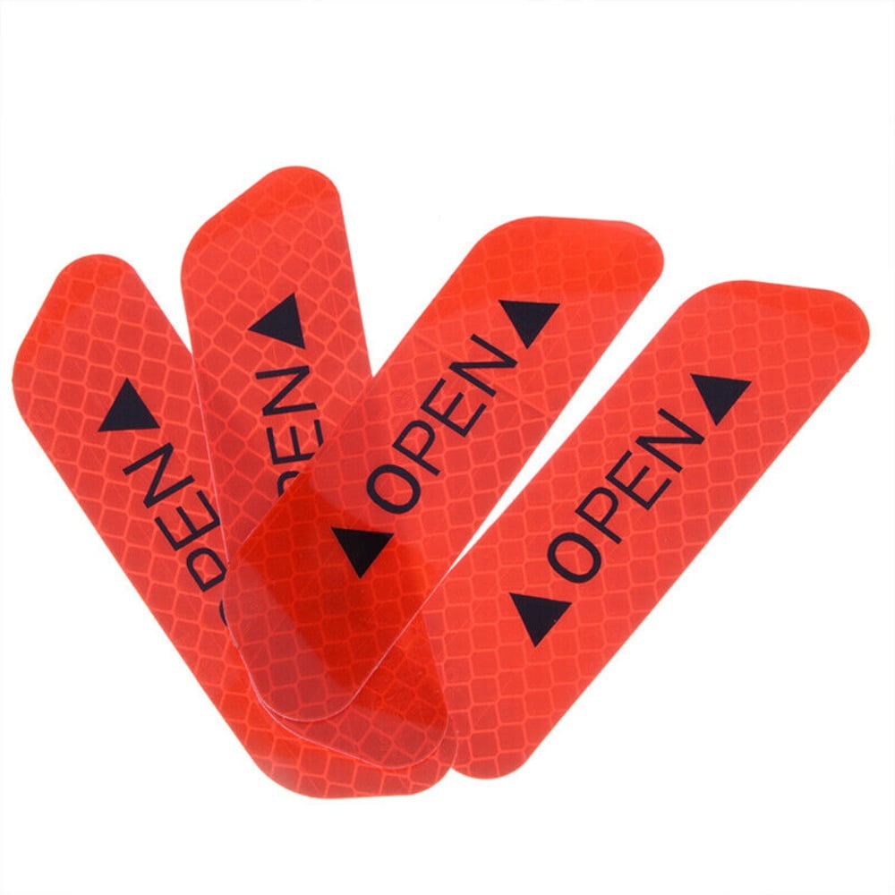 4Pcs Car Door Open Sticker Reflective Tape Safety Warning Decal Red ...