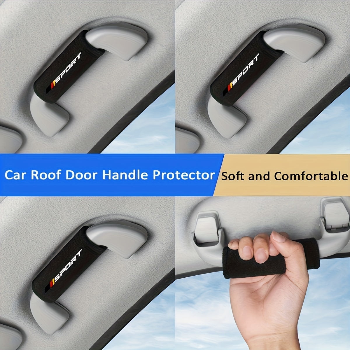 4Pcs Car Grab Handle Cover, Anti-Scratch Auto Inner Front Rear Door ...