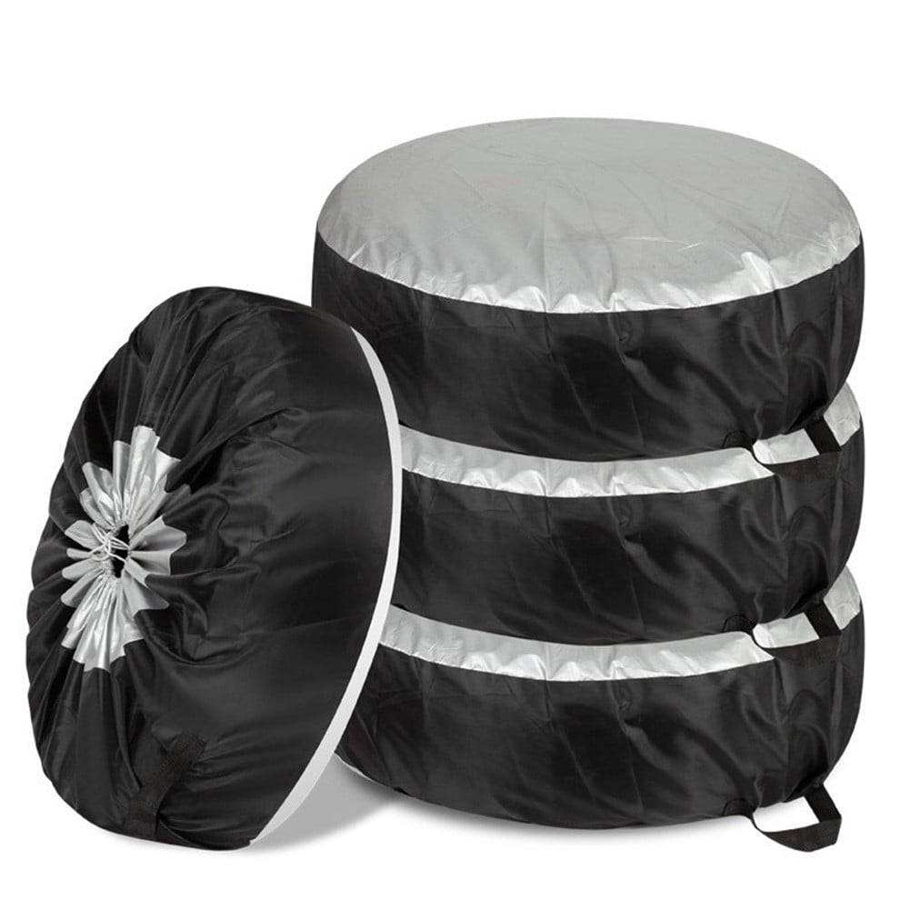 4PCS Car SUV Tire Cover Case Silver Black Spare Tire Wheel Storage ...