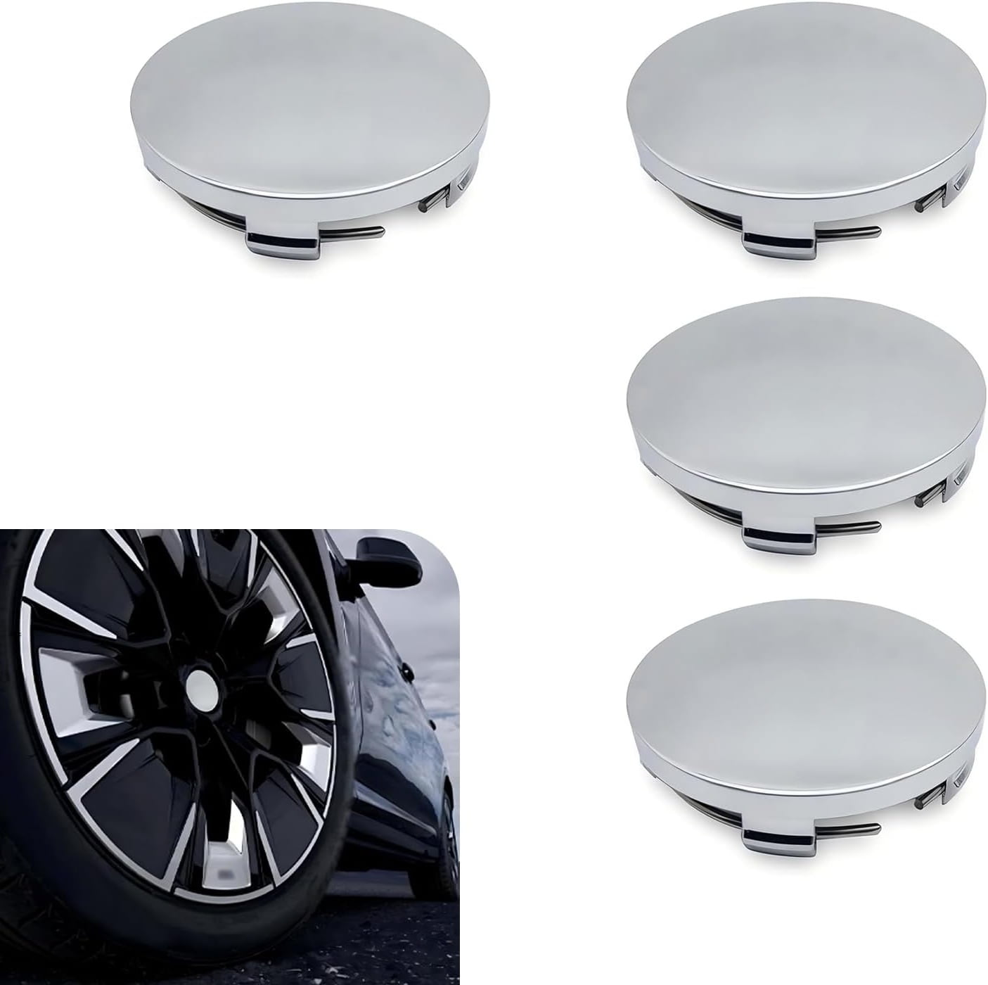 4Pcs Car Wheel Center Cap, Snap-in Anti-Fall Fastening Installation ...