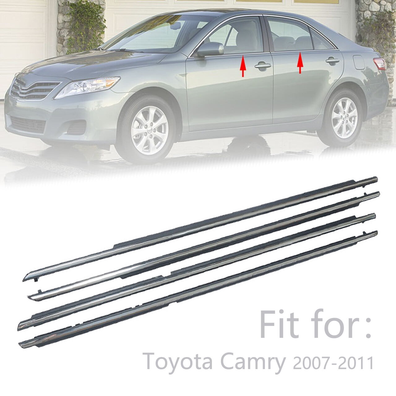 4Pcs Car Window Exterior Trim Strips Chrome Seal Weatherstrips Fit for ...