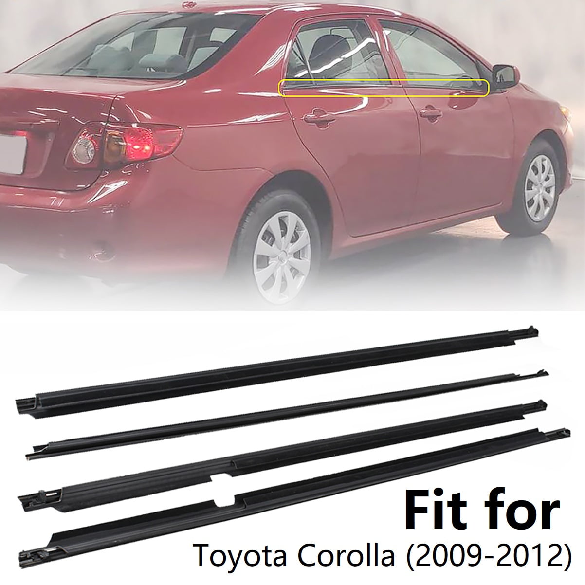 4Pcs Car Window Exterior Trim Strips Seal Weatherstrips Fit for Toyota ...