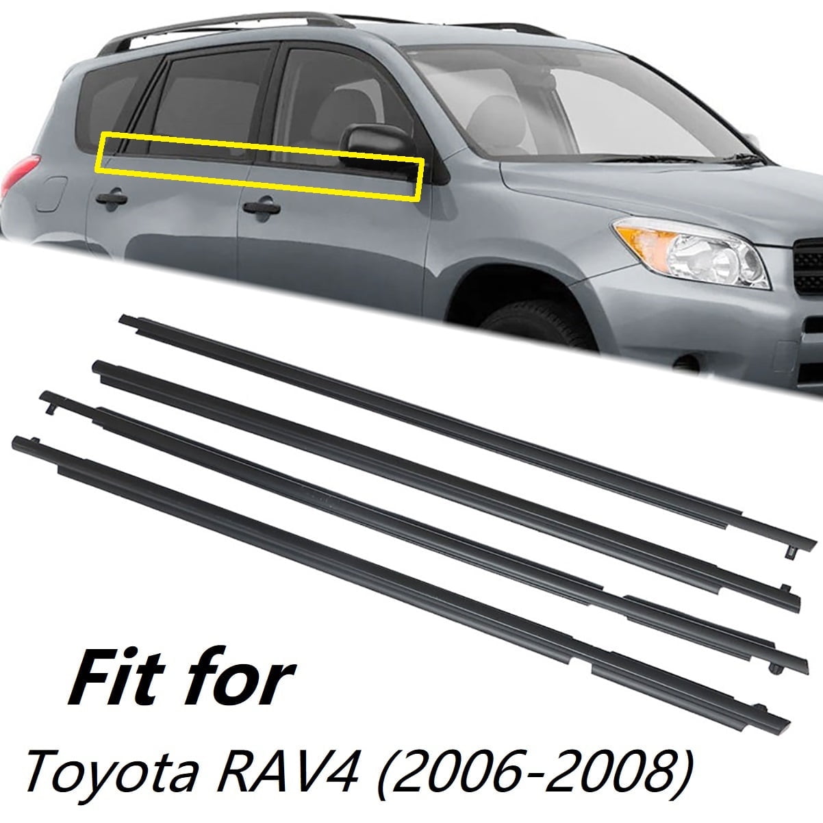 4Pcs Car Window Exterior Trim Strips Seal Weatherstrips Fit for Toyota ...
