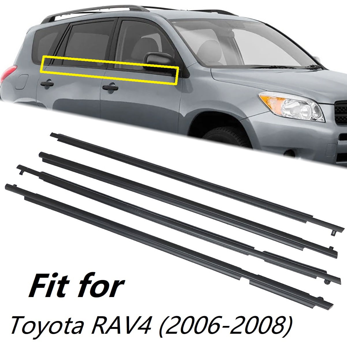 4Pcs Car Window Exterior Trim Strips Seal Weatherstrips Fit for Toyota ...