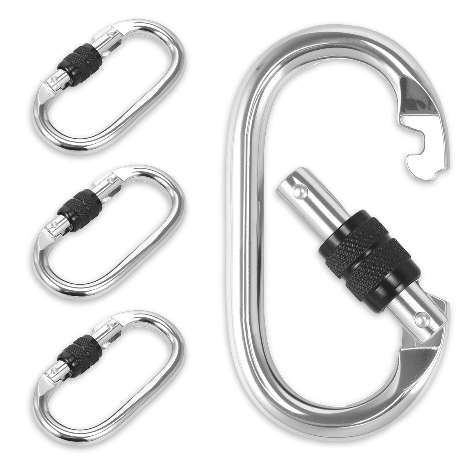 4Pcs Carabiner Clip with Spiral Latch Alloy Steel Heat Treated Tension ...