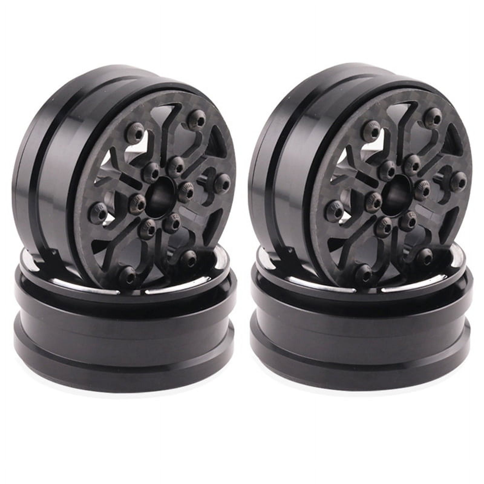 4Pcs Carbon Fiber 1.9inch Beadlock Wheel Rim Hub for 1/10 RC Crawler Car Axial SCX10 TRX4 A ...