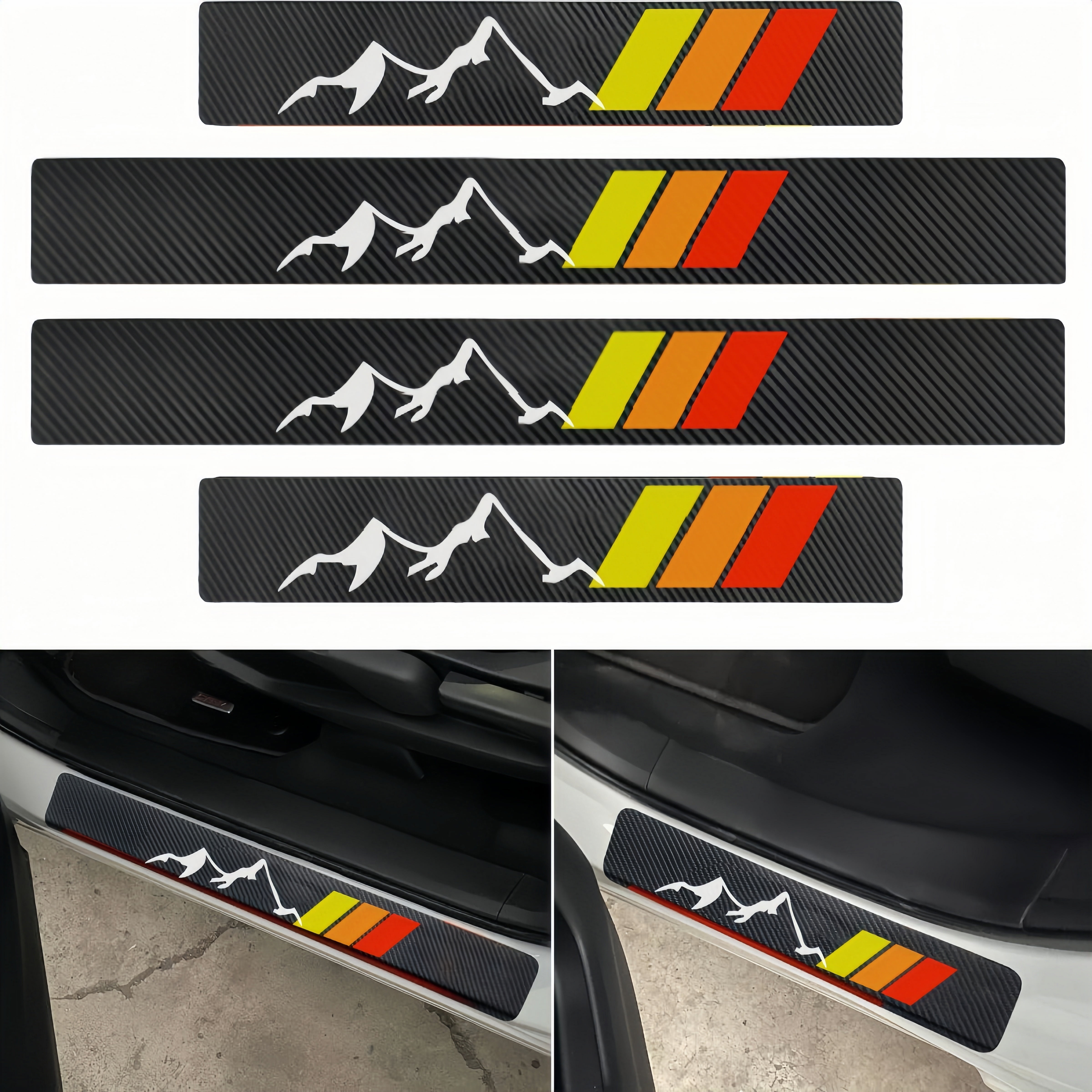 4Pcs Carbon Fiber Car Door Sill Plate Protectors Stickers - Front/Rear ...
