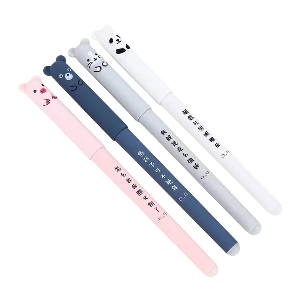 4Pcs Cartoon Gel Pen 0.35mm Needle Tip Erasable Gel Pen Quick Drying ...