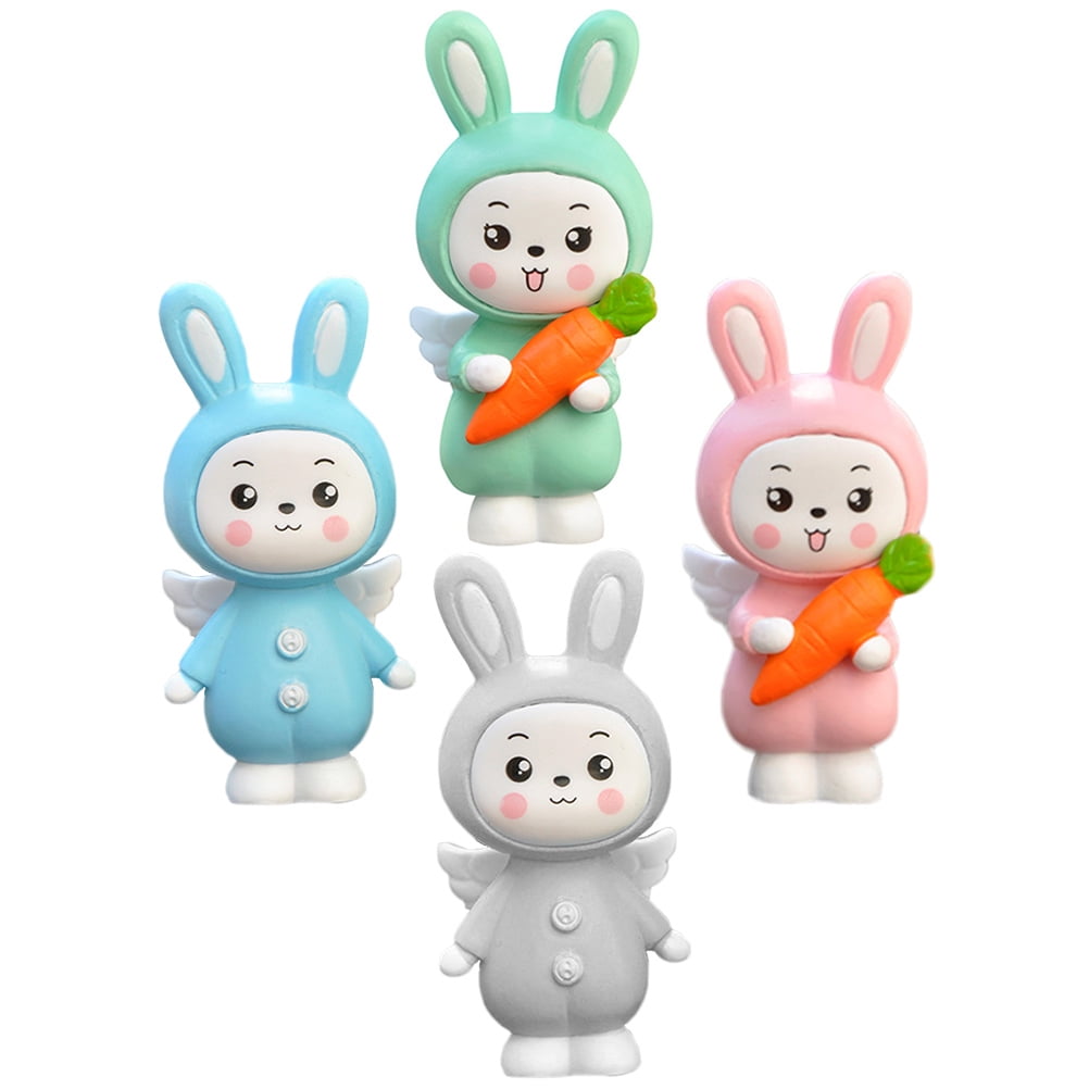 TABLZONE Bunny Sculpture Mini Resin Bunnies Figurines Plastic 4Pcs ...
