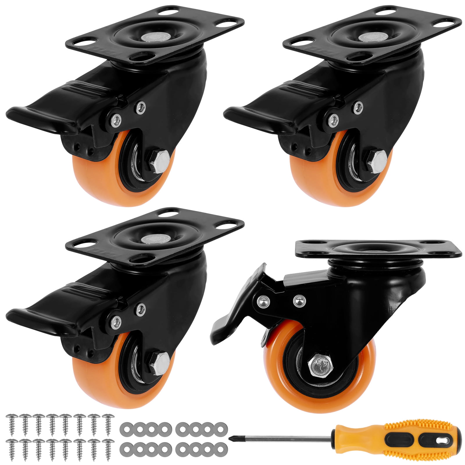 4Pcs Caster Wheels 2inch Heavy Duty Casters with Brake and Screwdriver ...