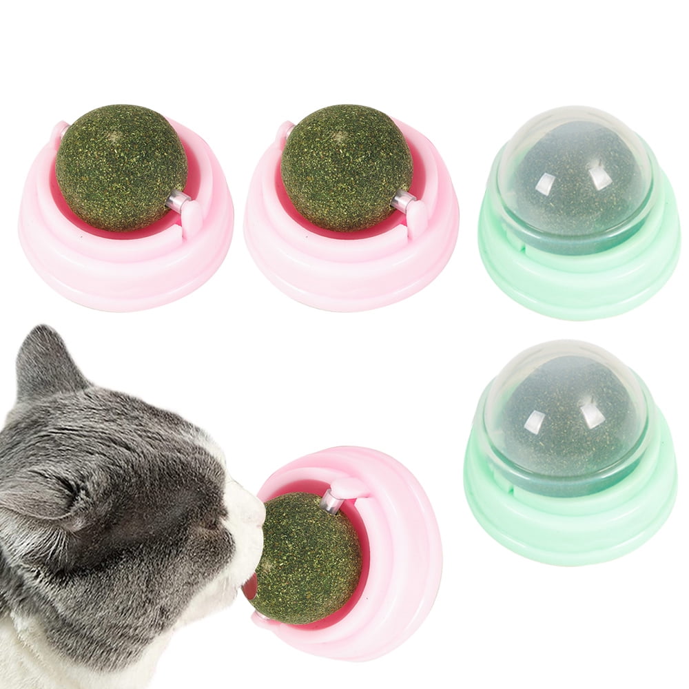 4Pcs Catnip Balls,Rotating Interactive Cat Toys, Teeth Cleaning Catmint ...