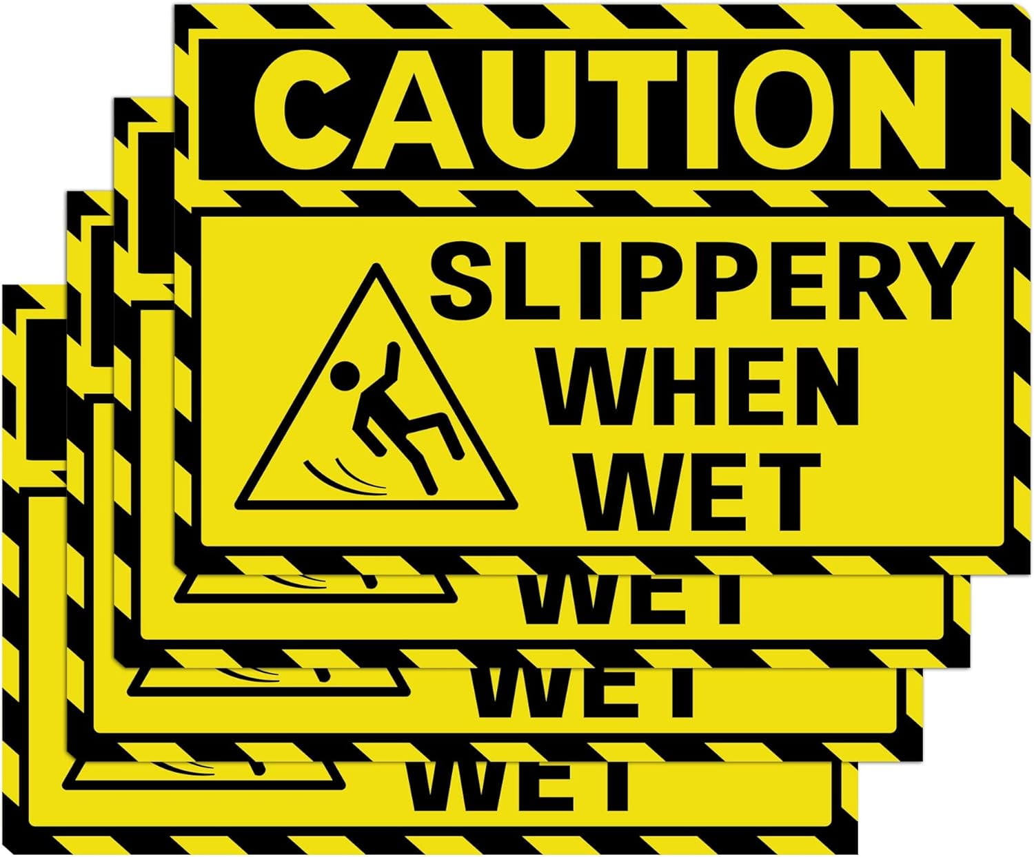4Pcs Caution Floor Slippery When Wet Signs 5x8inch Vinyl Wet Floor ...