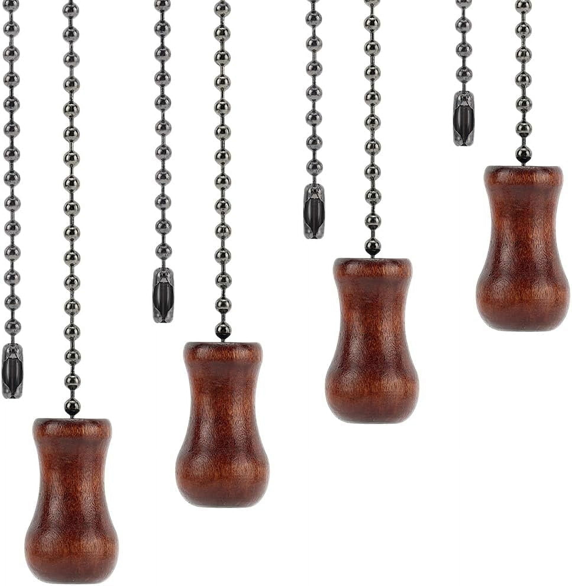 4Pcs Ceiling Fan Pull Chain Lighting Lamp Extender Walnut Wood Charm ...