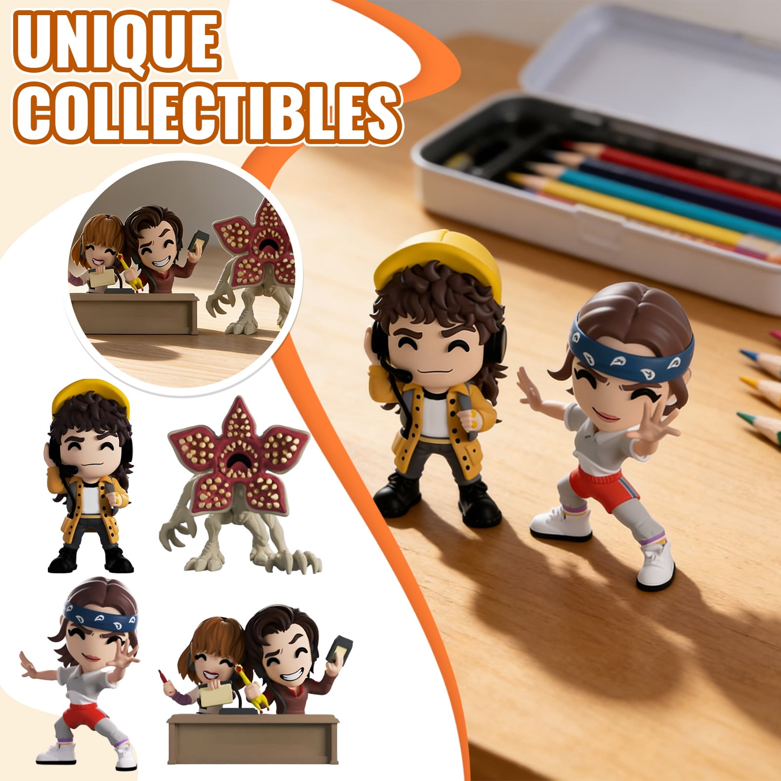 4Pcs Character Figurines, Chibi Style Collectible Models With Desk ...