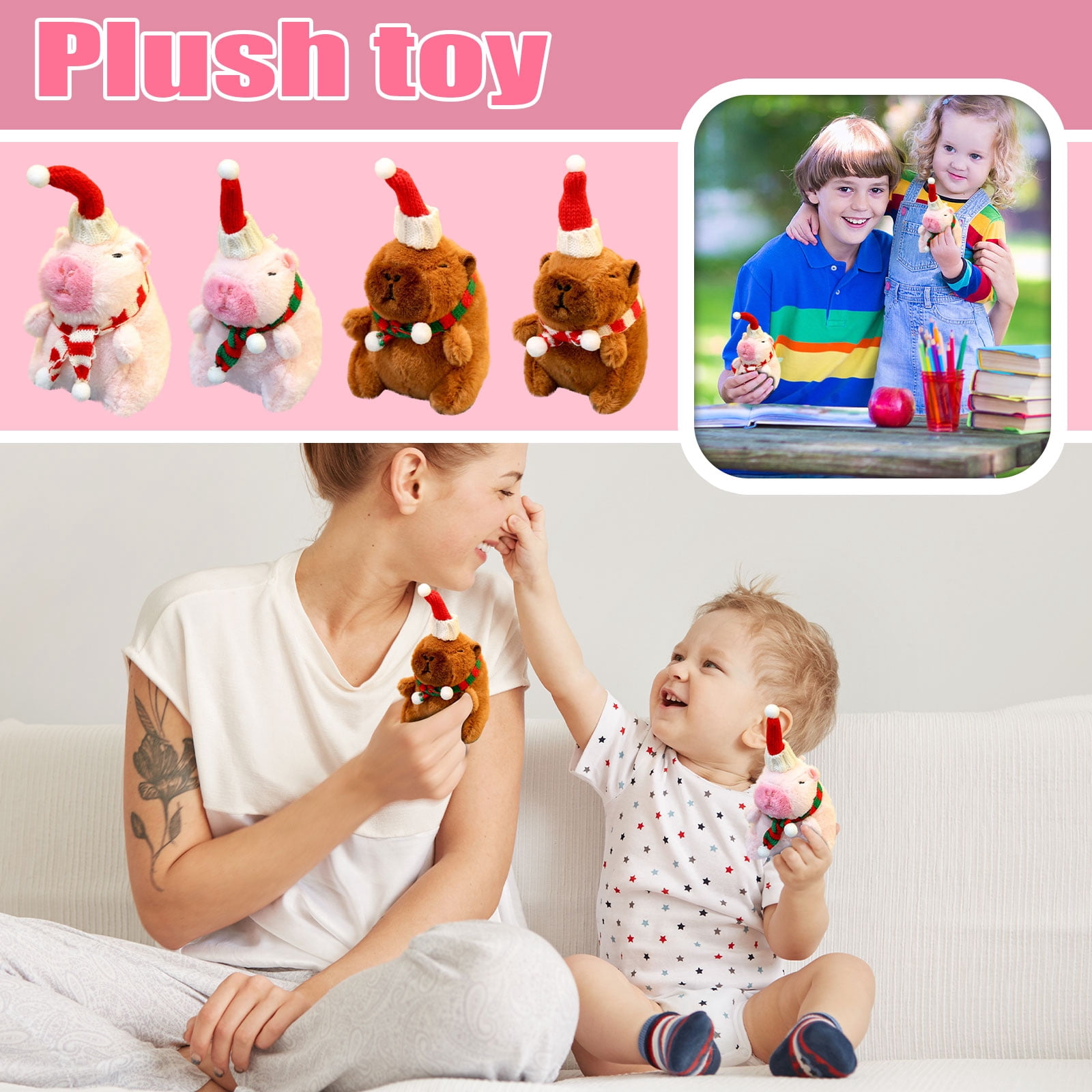 4Pcs Christmas Capybara Stuffed Animal Plushies, 4.72Inch Holiday ...