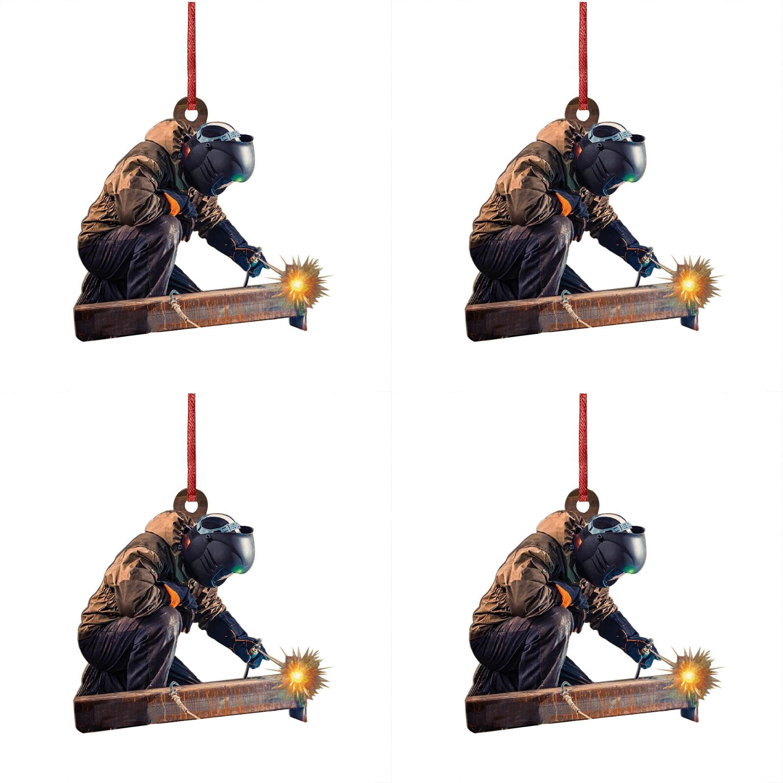 4Pcs Christmas Ornament Welder Pendant, Welder Union Worker Ironworker ...