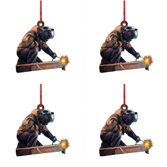 4Pcs Christmas Ornament Welder Pendant, Welder Union Worker Ironworker ...