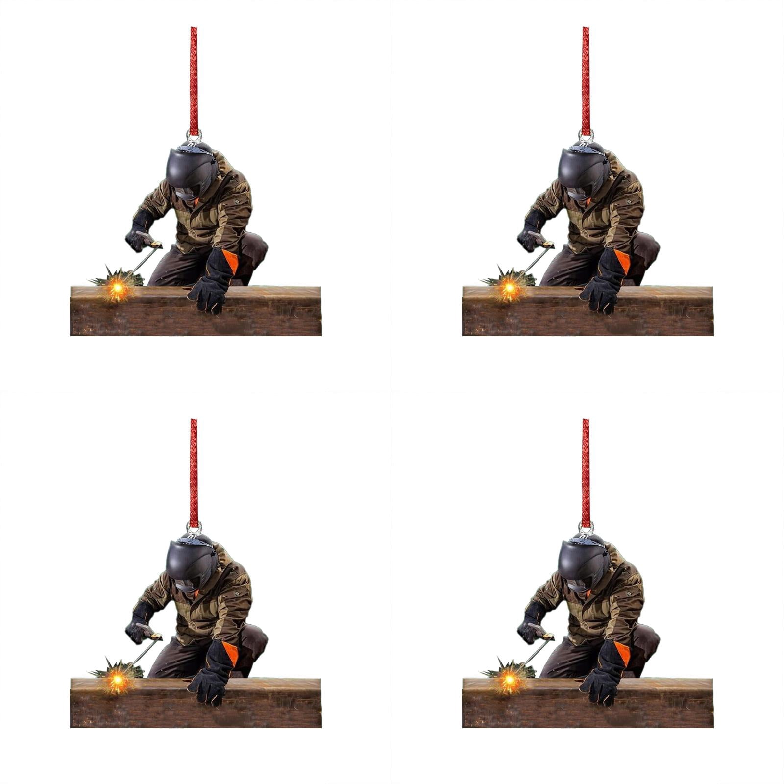 4Pcs Christmas Ornament Welder Pendant, Welder Union Worker Ironworker ...