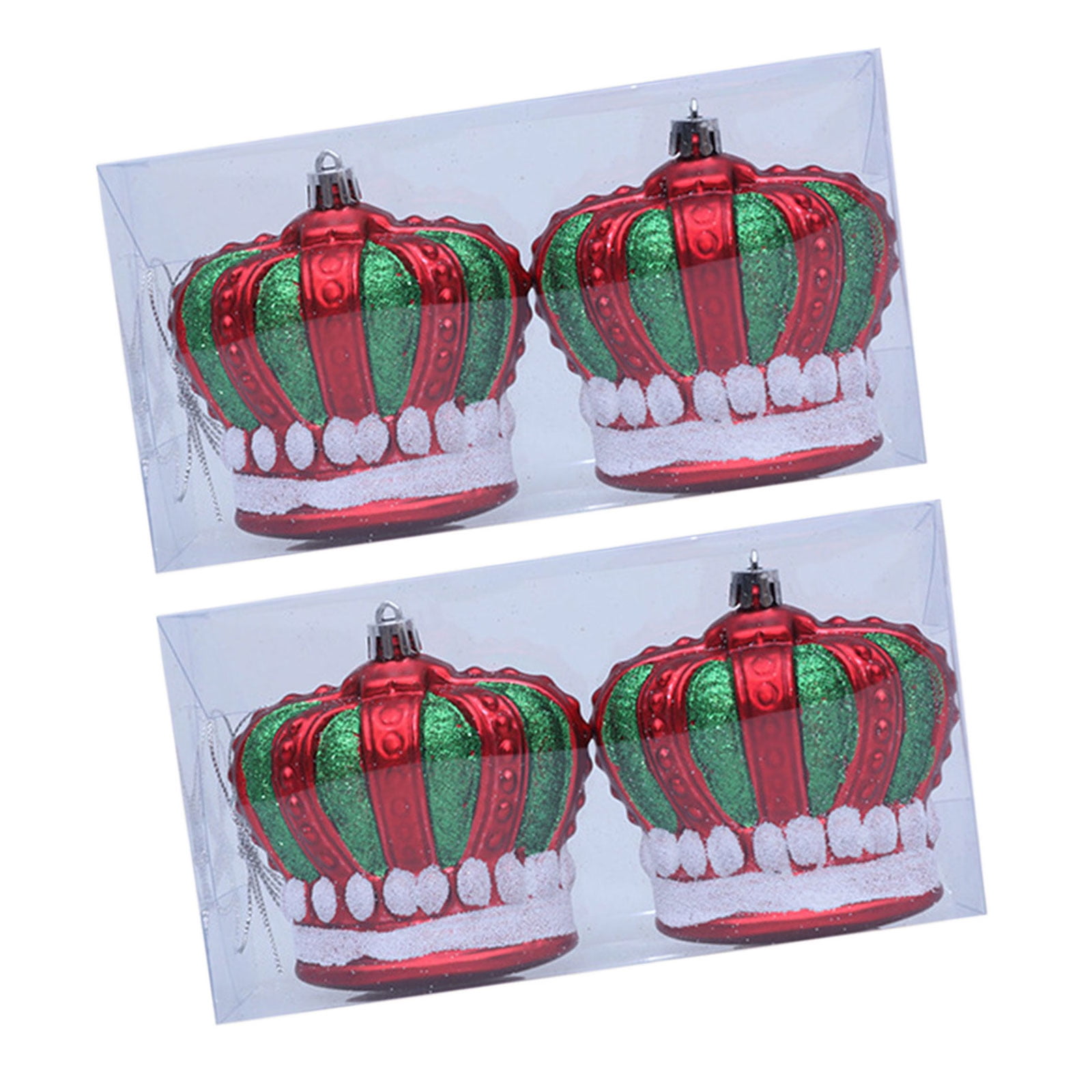 4Pcs Christmas Tree Crown Shape Ornament Shatterproof Christmas Baubles ...