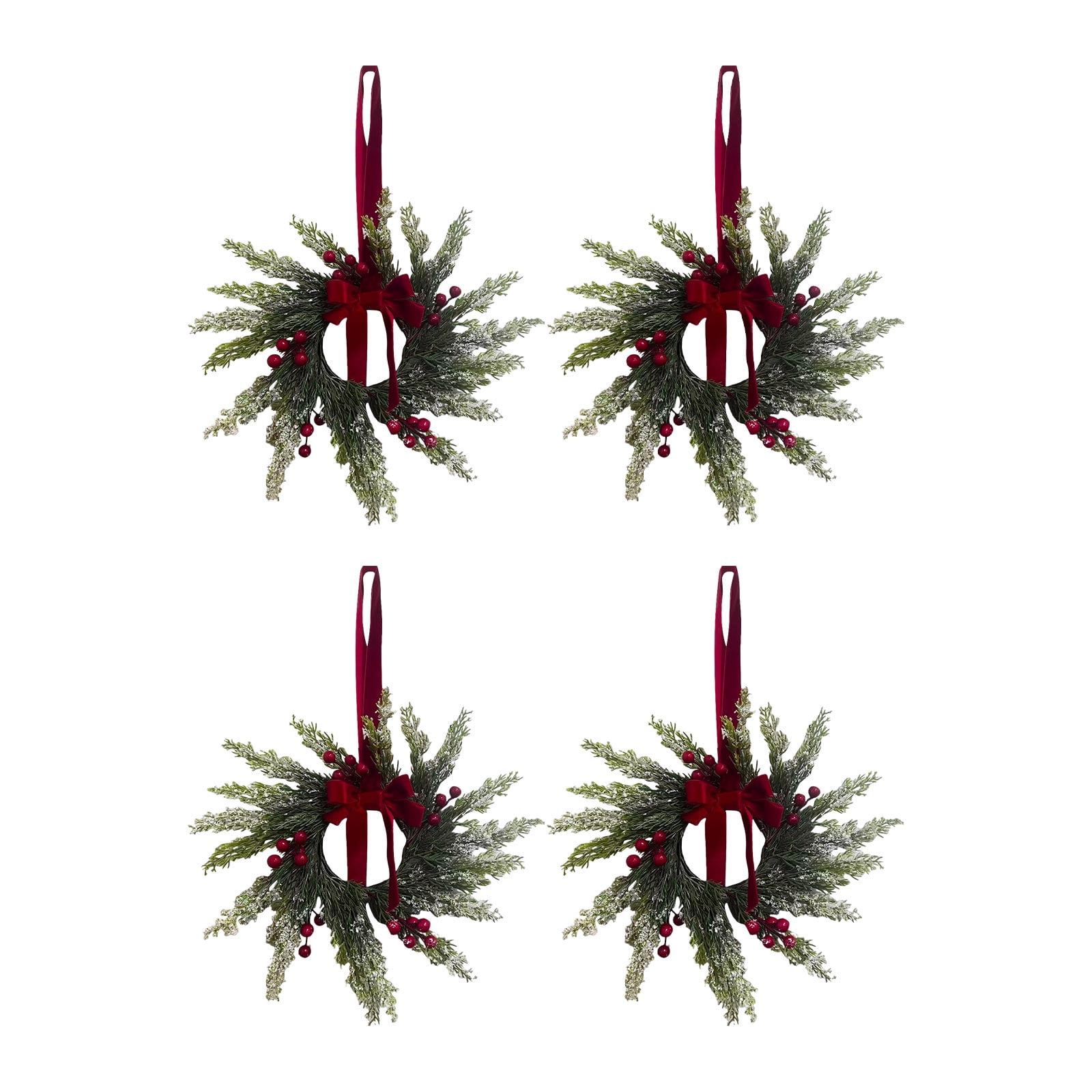 4Pcs Christmas Wreath, 14 Inch Mini Wreaths for Kitchen Cabinets ...