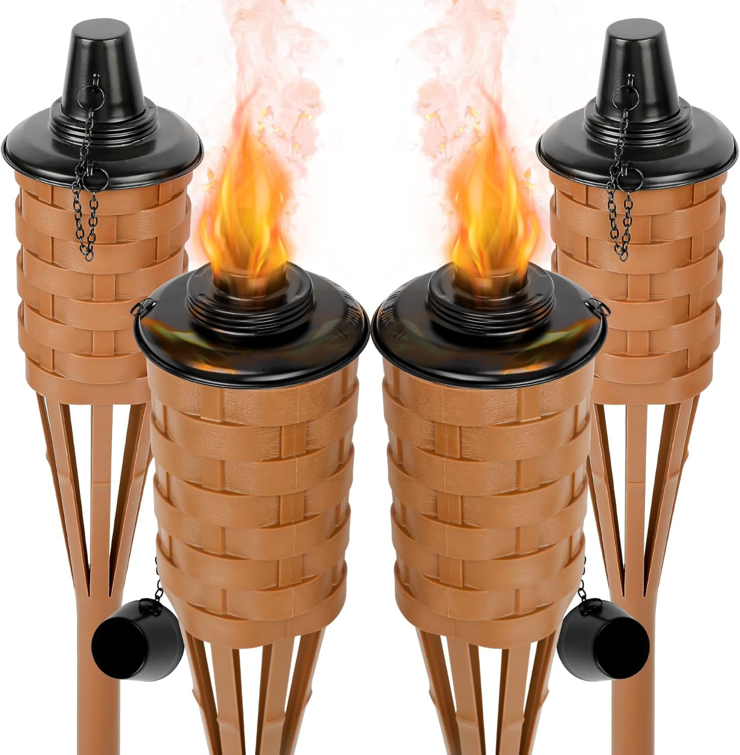 4Pcs Citronella Torches Outdoor, Mosquito Torches Outdoor, Faux Bamboo ...