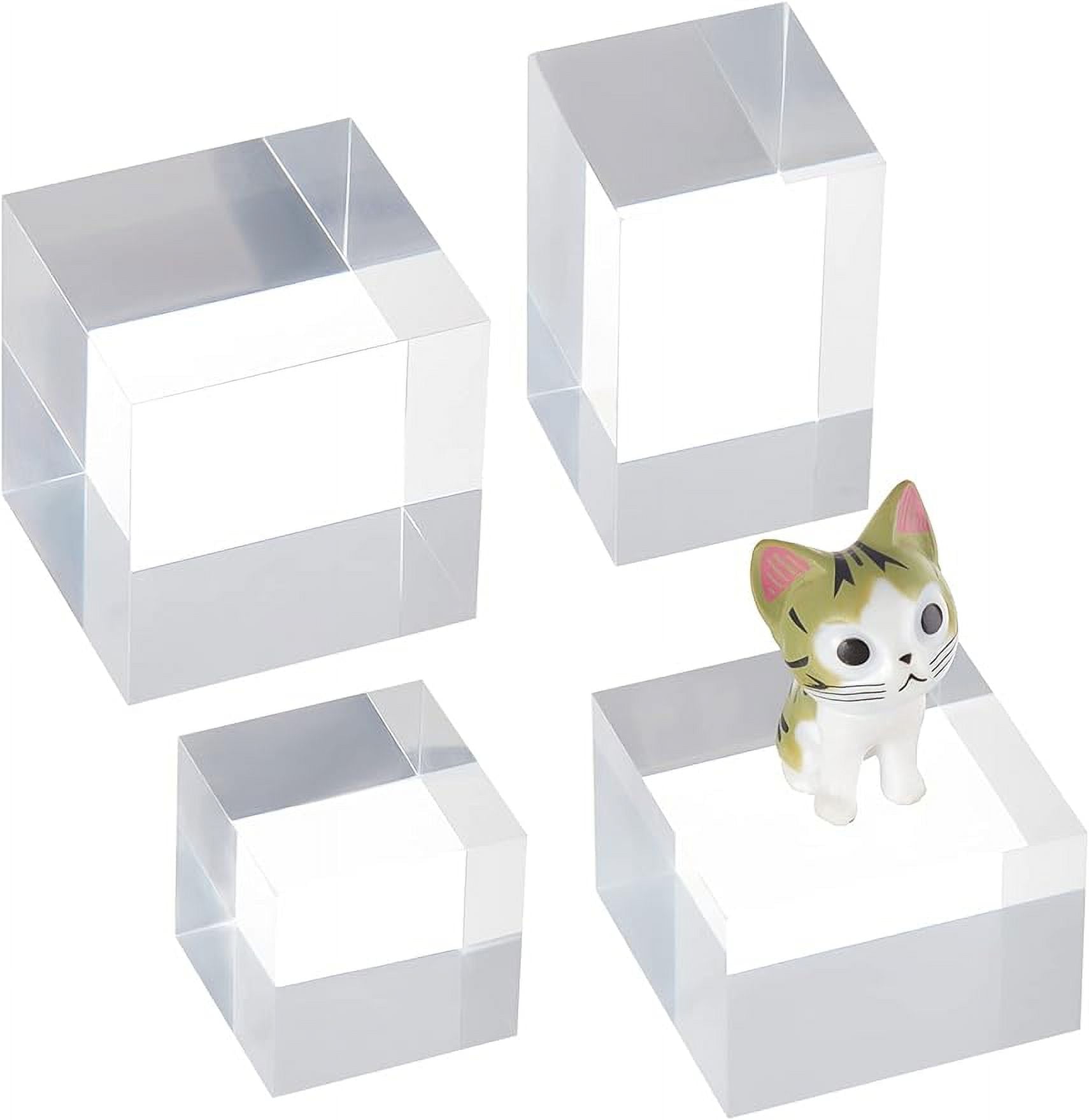 4Pcs Clear Acrylic Cube Acrylic Jewelry Display Bases Clear Polished ...