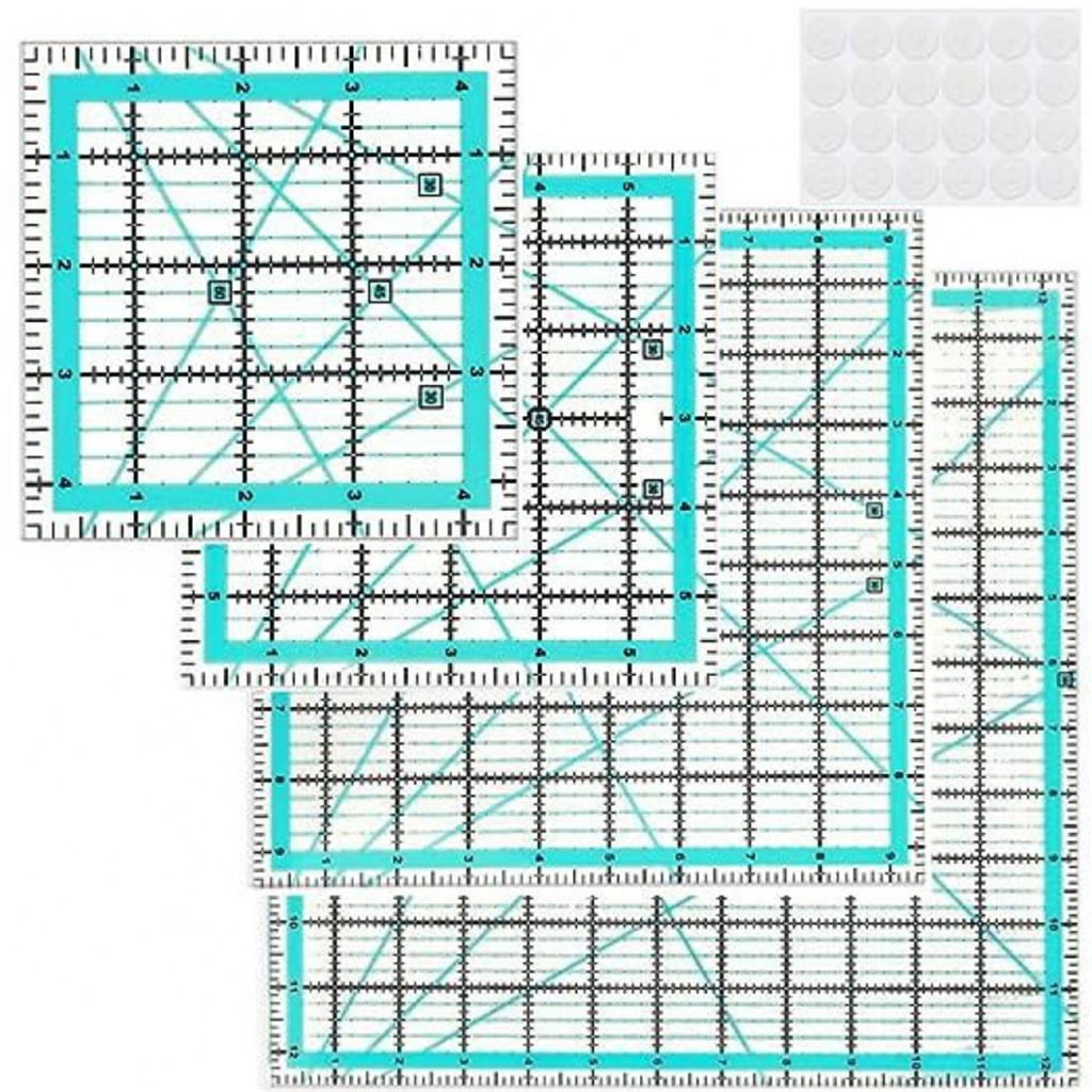 4Pcs Clear Acrylic Quilting Ruler Set with Measurement Markings for ...