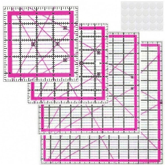 4Pcs Clear Acrylic Quilting Ruler Set with Measurement Markings for ...