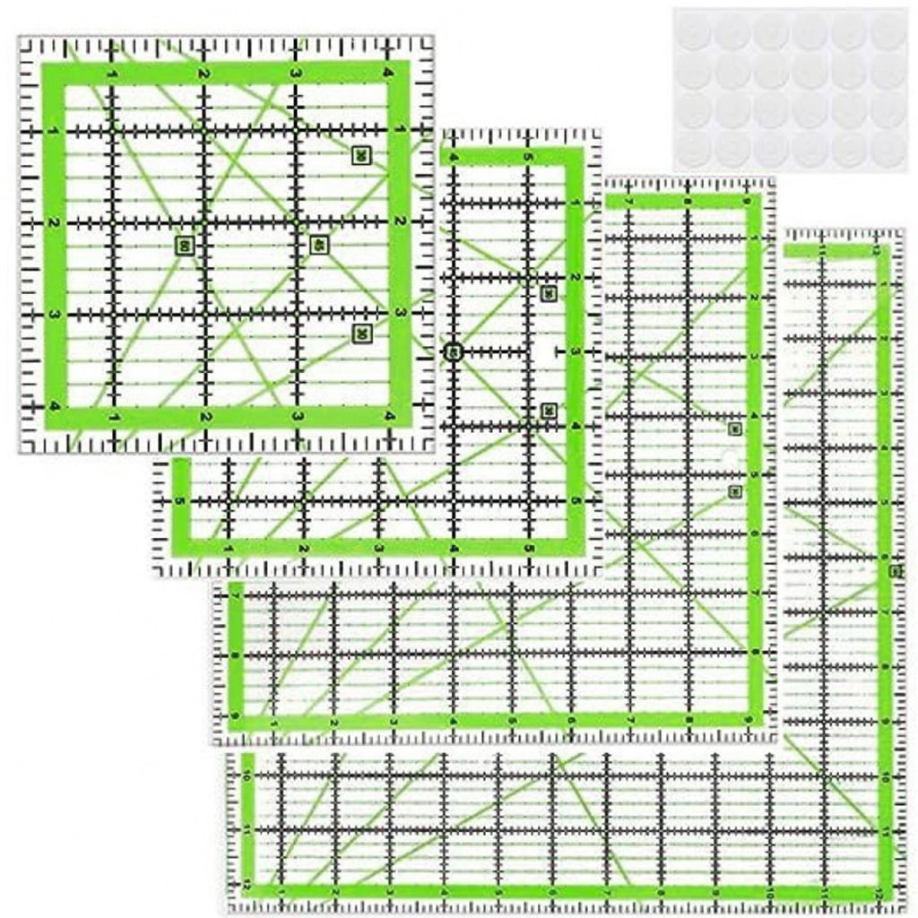 4Pcs Clear Acrylic Quilting Ruler Set with Measurement Markings for ...
