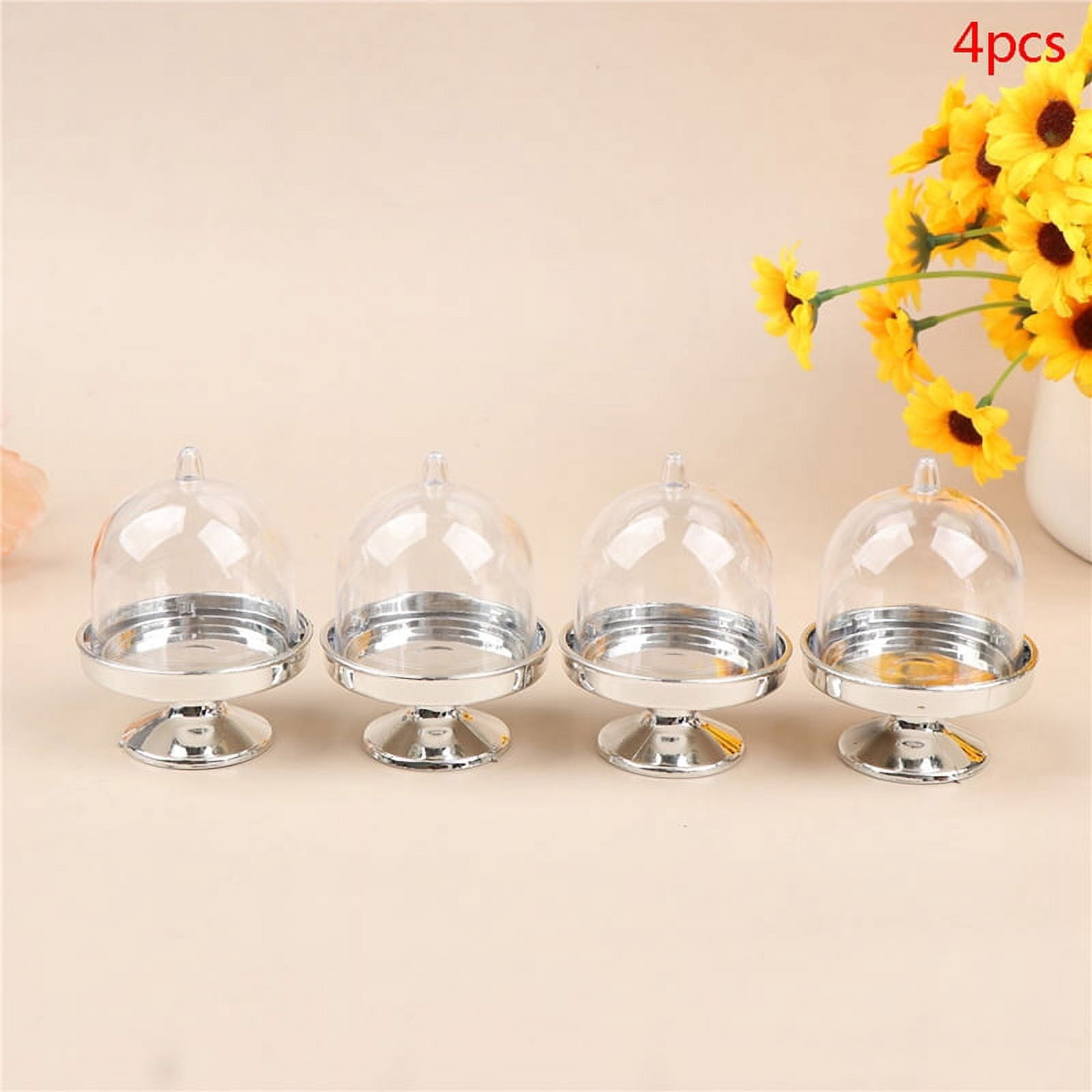 4Pcs Clear Candy Dessert Holder Cupcake Display Stand Tray Wedding Gift ...