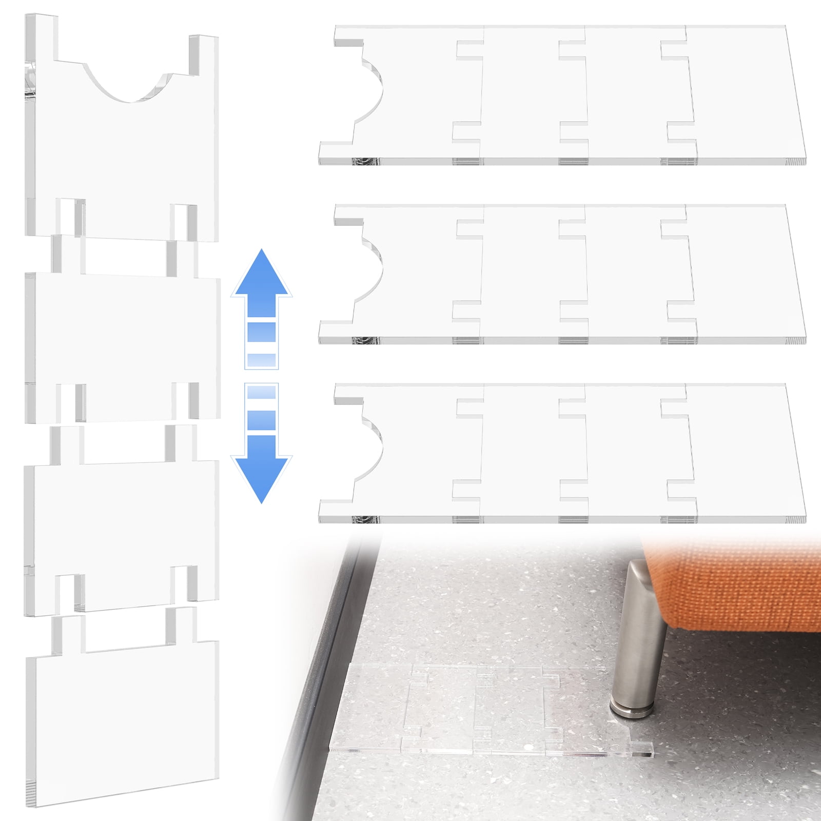 4Pcs Clear Couch and Bed Stoppers – Universal Wall Spacer, Prevents ...