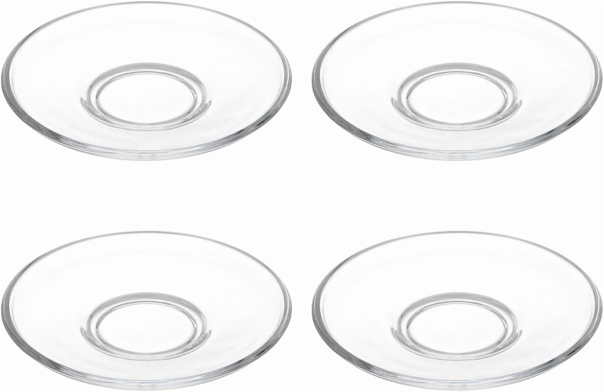 4Pcs Clear Glass Tea Saucers 3.54 Inch Round Plates for Coffee Cups ...