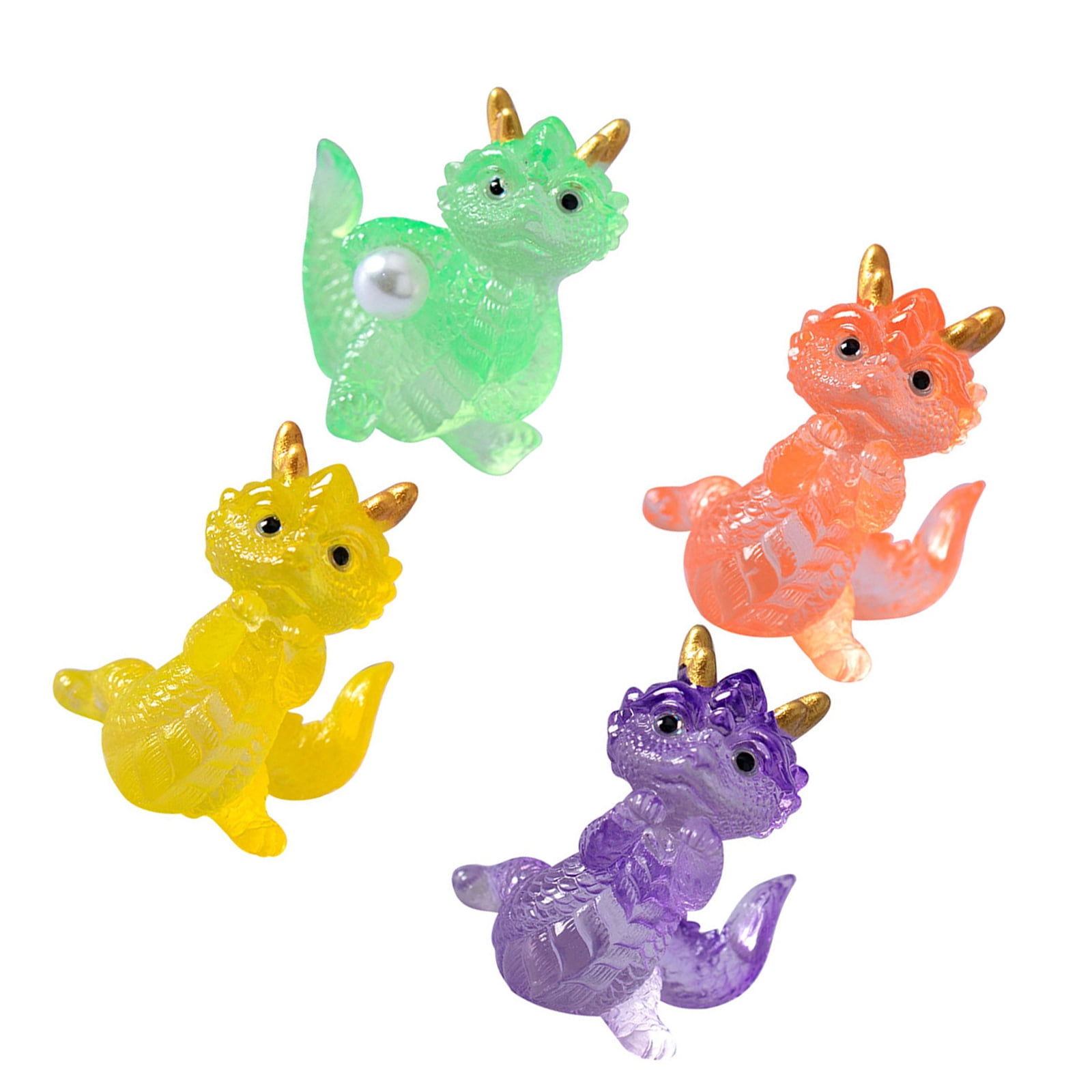 4Pcs Clear Resin Dragon Ornaments Crafts Living Room Entrance Office ...