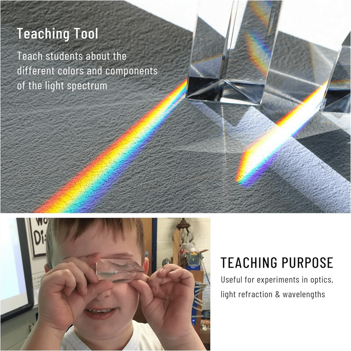 4Pcs Clear Triangular Prism for Rainbow Lights Crystal Optical Prisms ...