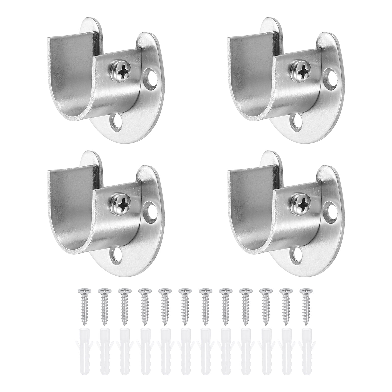 4Pcs Closet Rod End Supports, 0.87" Stainless Steel Flange Rod Holder ...