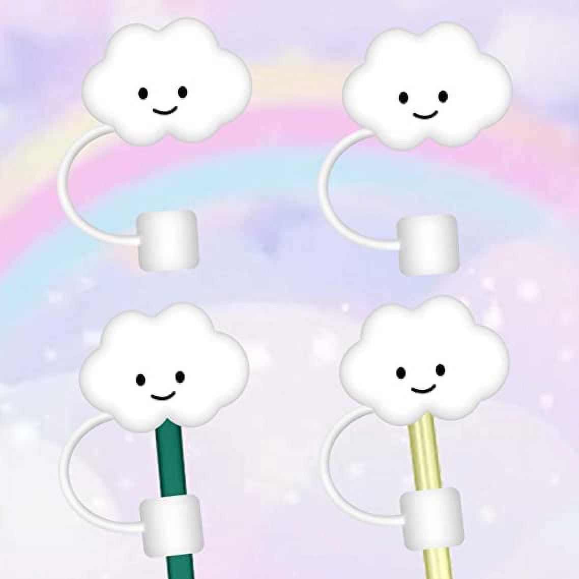 4Pcs Cloud Straw Covers - Straw Tip Cap Reusable Drinking Straw Toppers ...