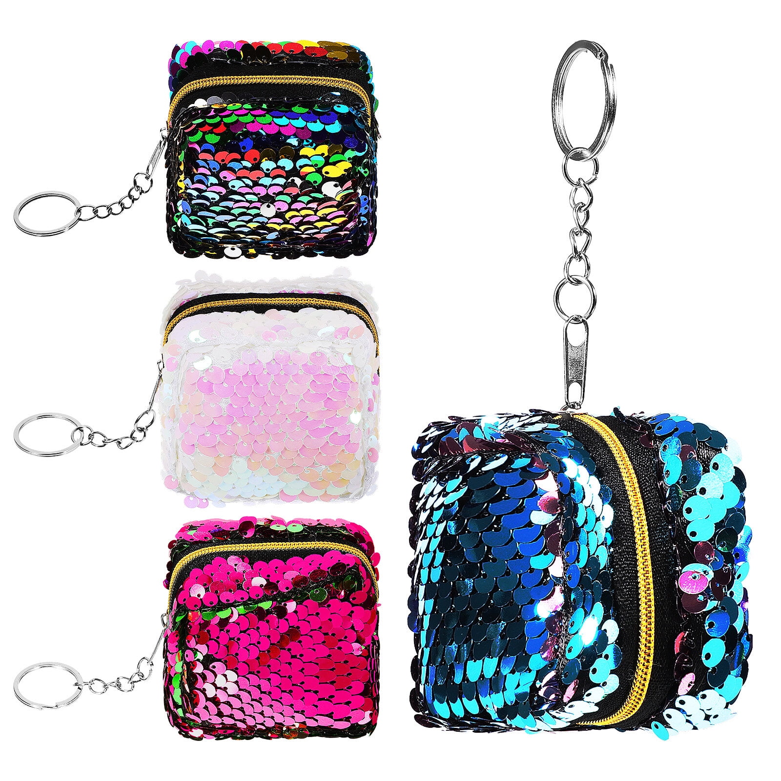 4Pcs Coin Purses Reversible Sequin Mini Wallet Colorful Change Coin ...