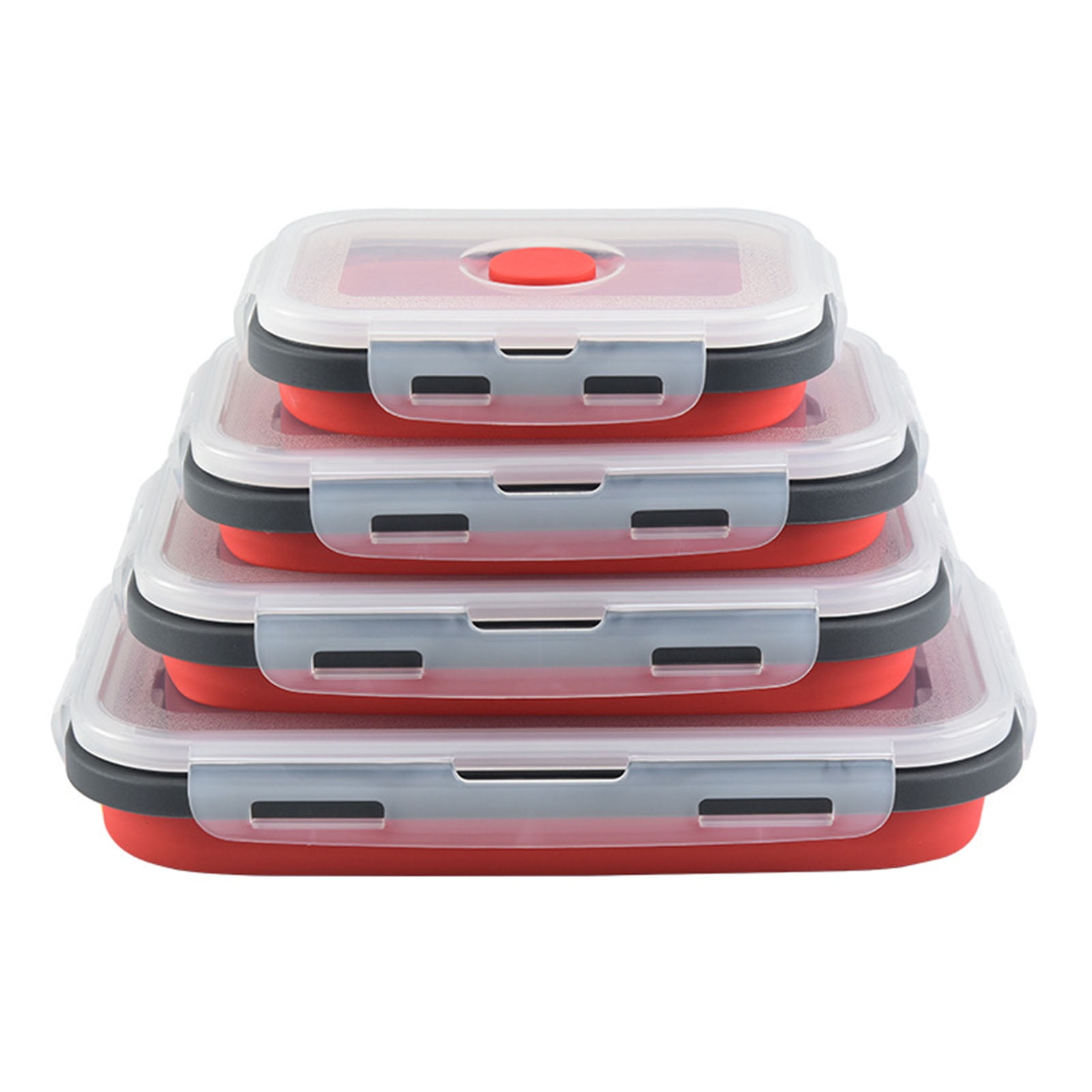 4Pcs Collapsible Food Storage Container With Lids - Flat Stackable ...