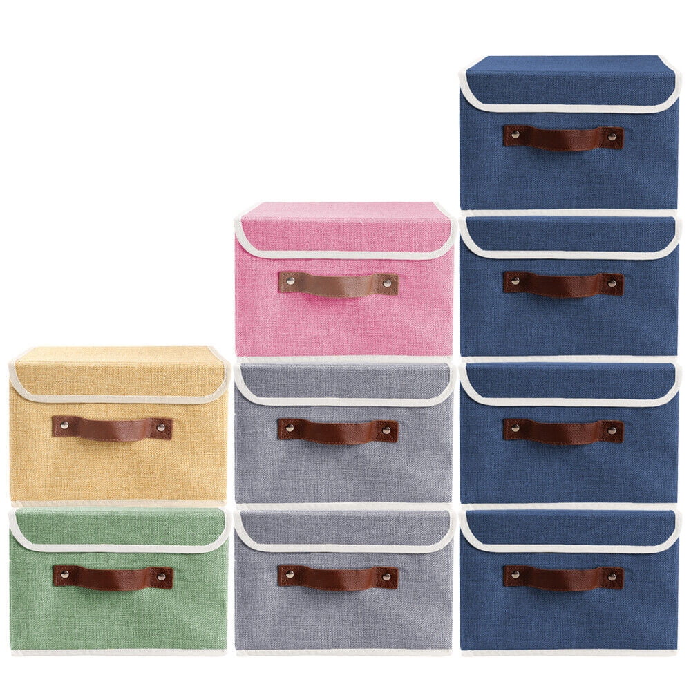 4Pcs Collapsible Sturdy Cube Storage Bins With Handles for Organizing ...