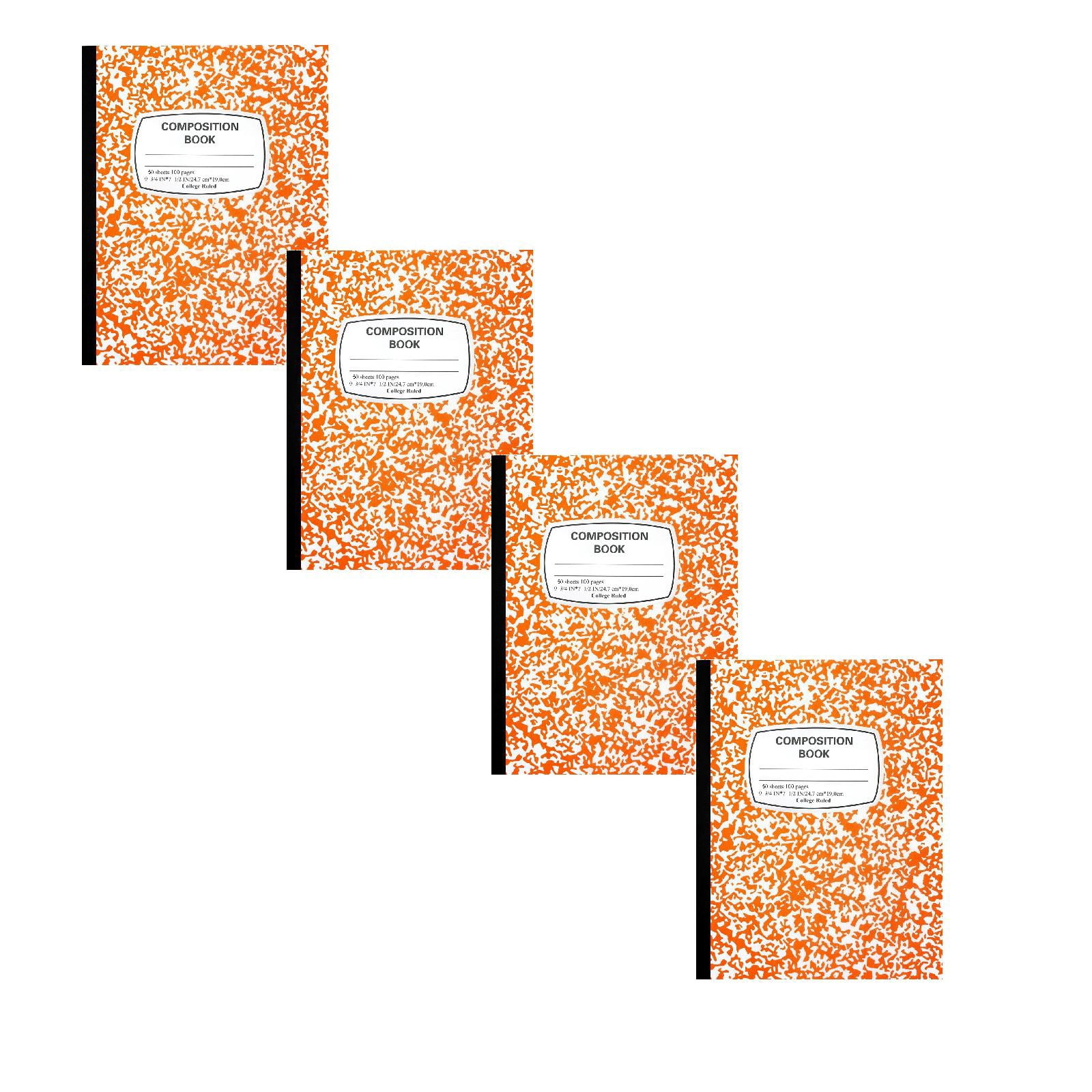 4Pcs Composition Notebook 1 Pack B5 Wide Ruled 50 Sheets Marble Cover 9 ...