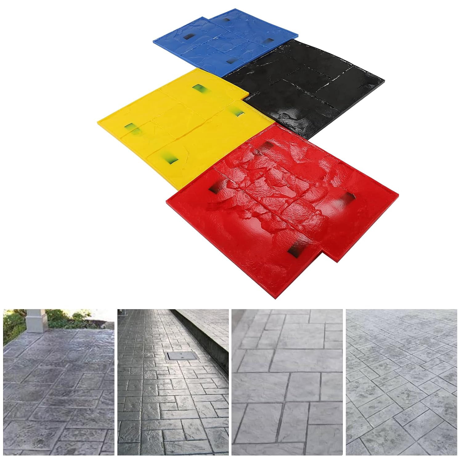 4Pcs Concrete Stamps Mats Set Concrete Forms Mat, Concretes Texturing ...