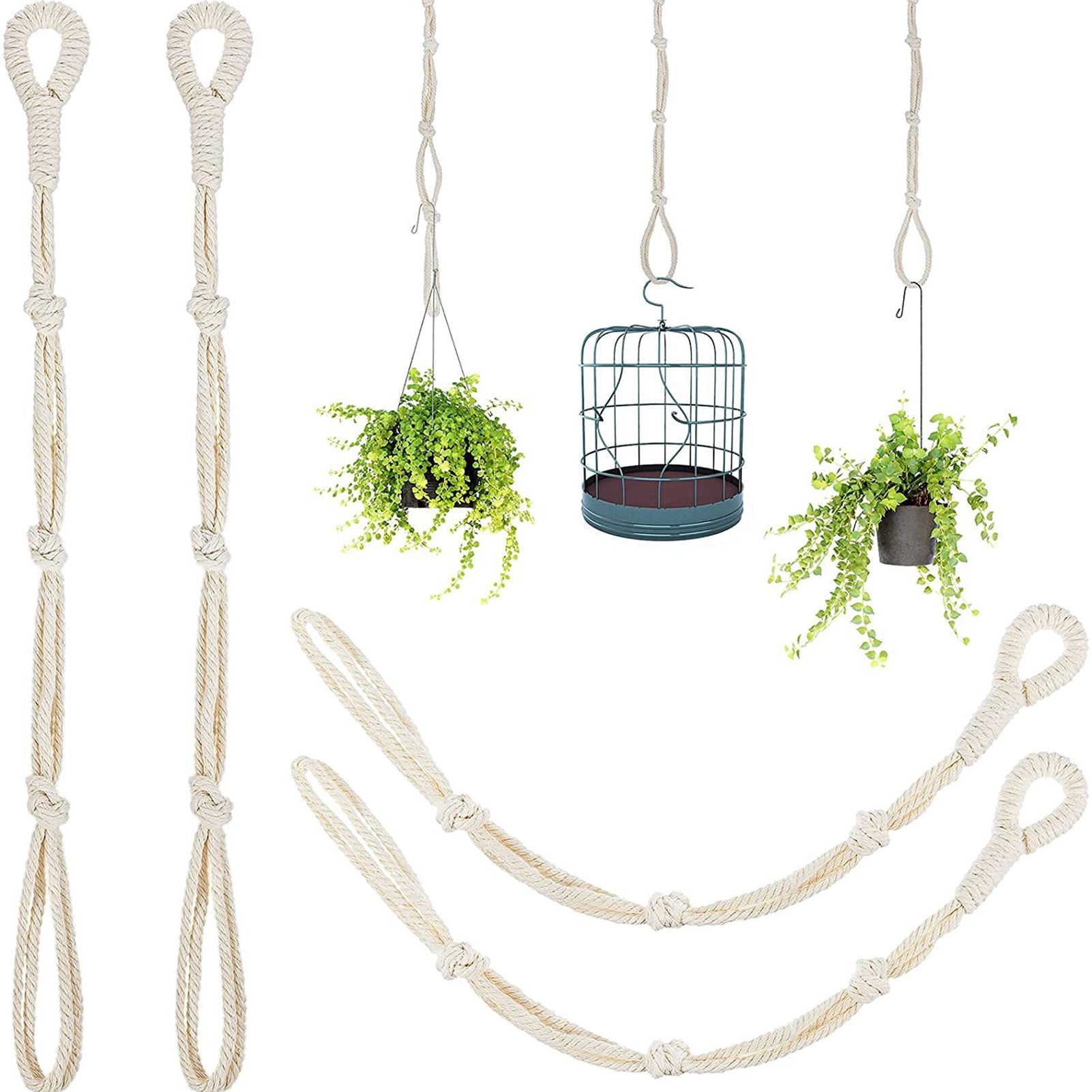 4Pcs Connectable Plant Hanging Extenders- Durable Rope Plant Hanger ...