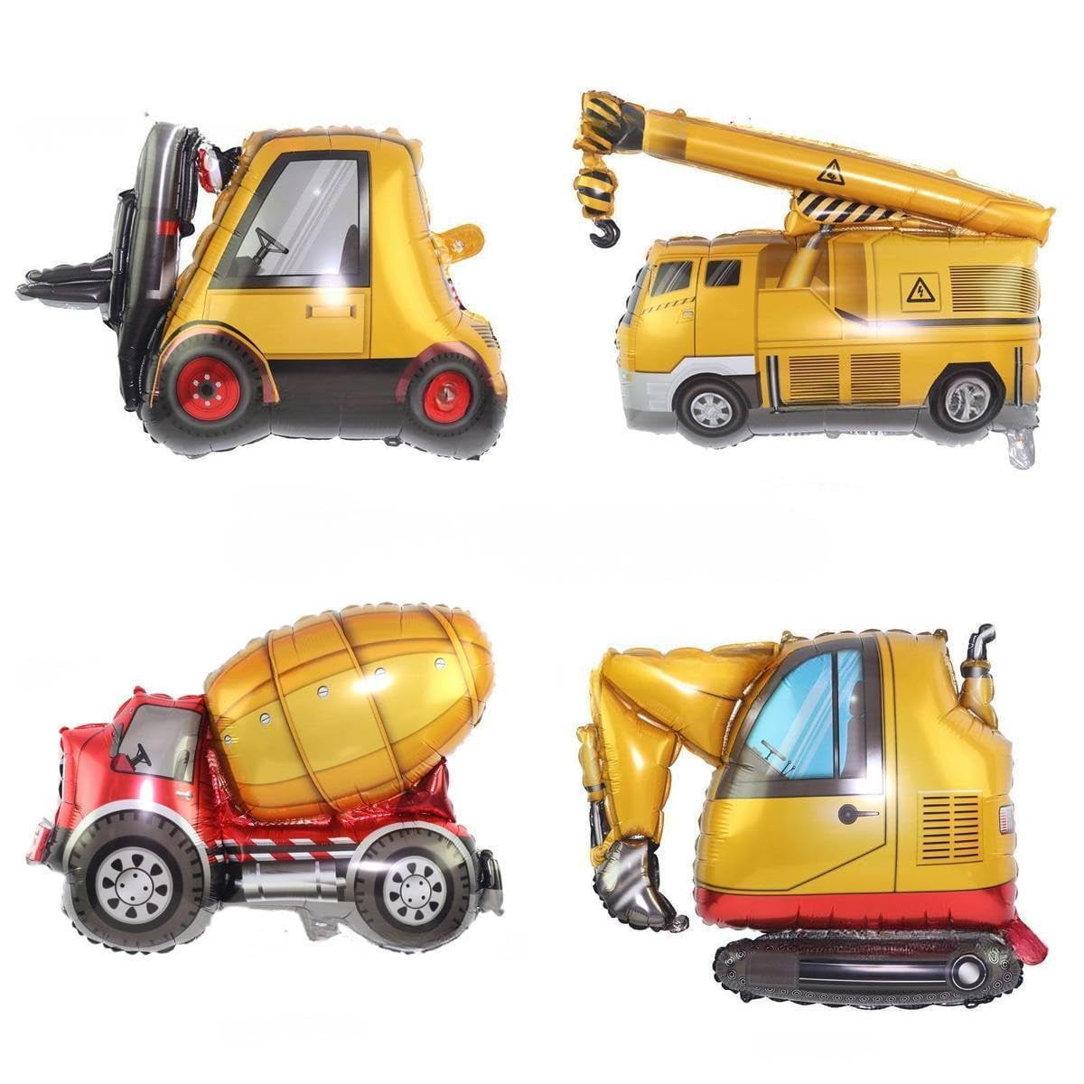 4Pcs Construction Balloons Excavator Balloon Dump Truck Foil Balloon ...