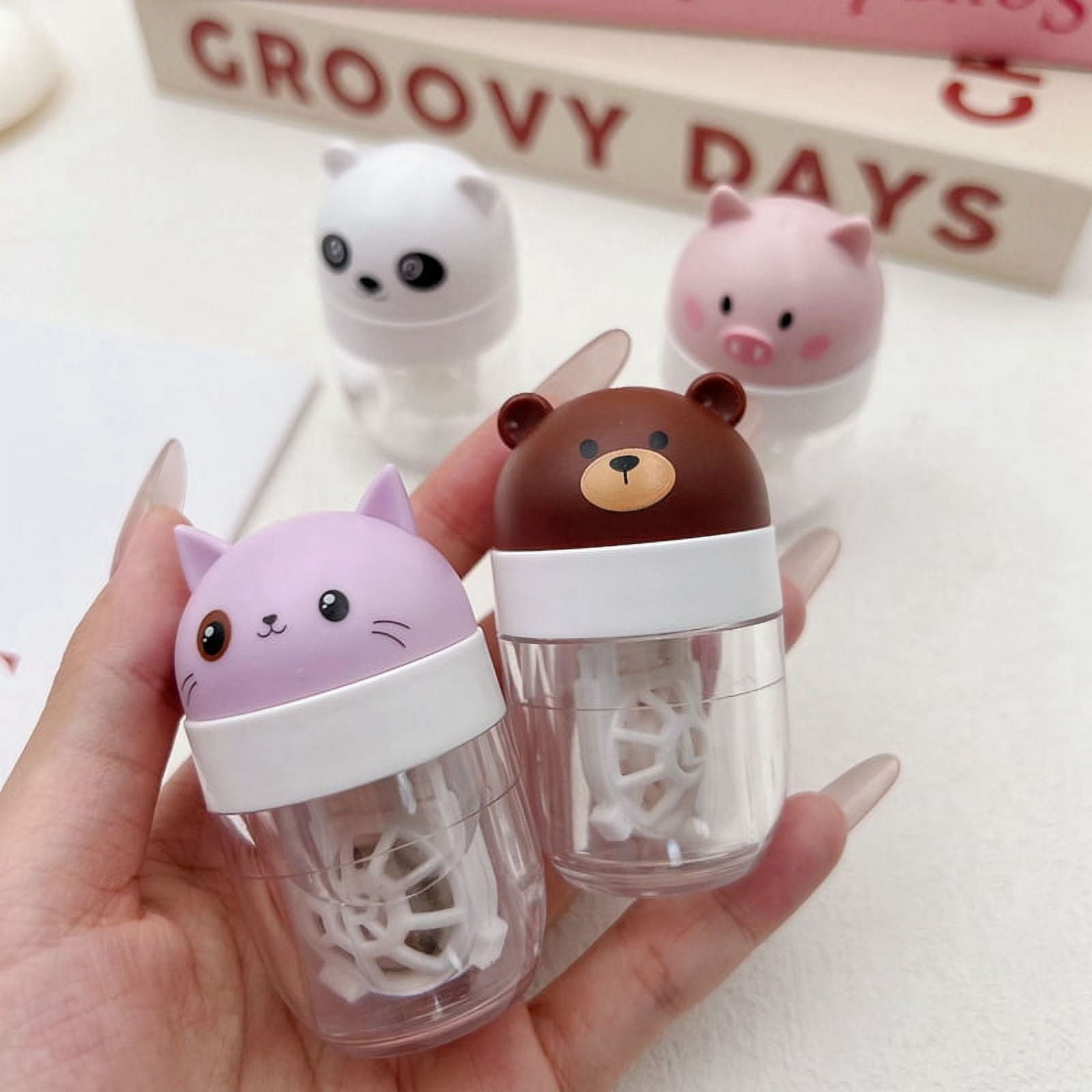 4Pcs Contact Lens Clean Case Portable Manual Rotation Cleaner Beauty ...