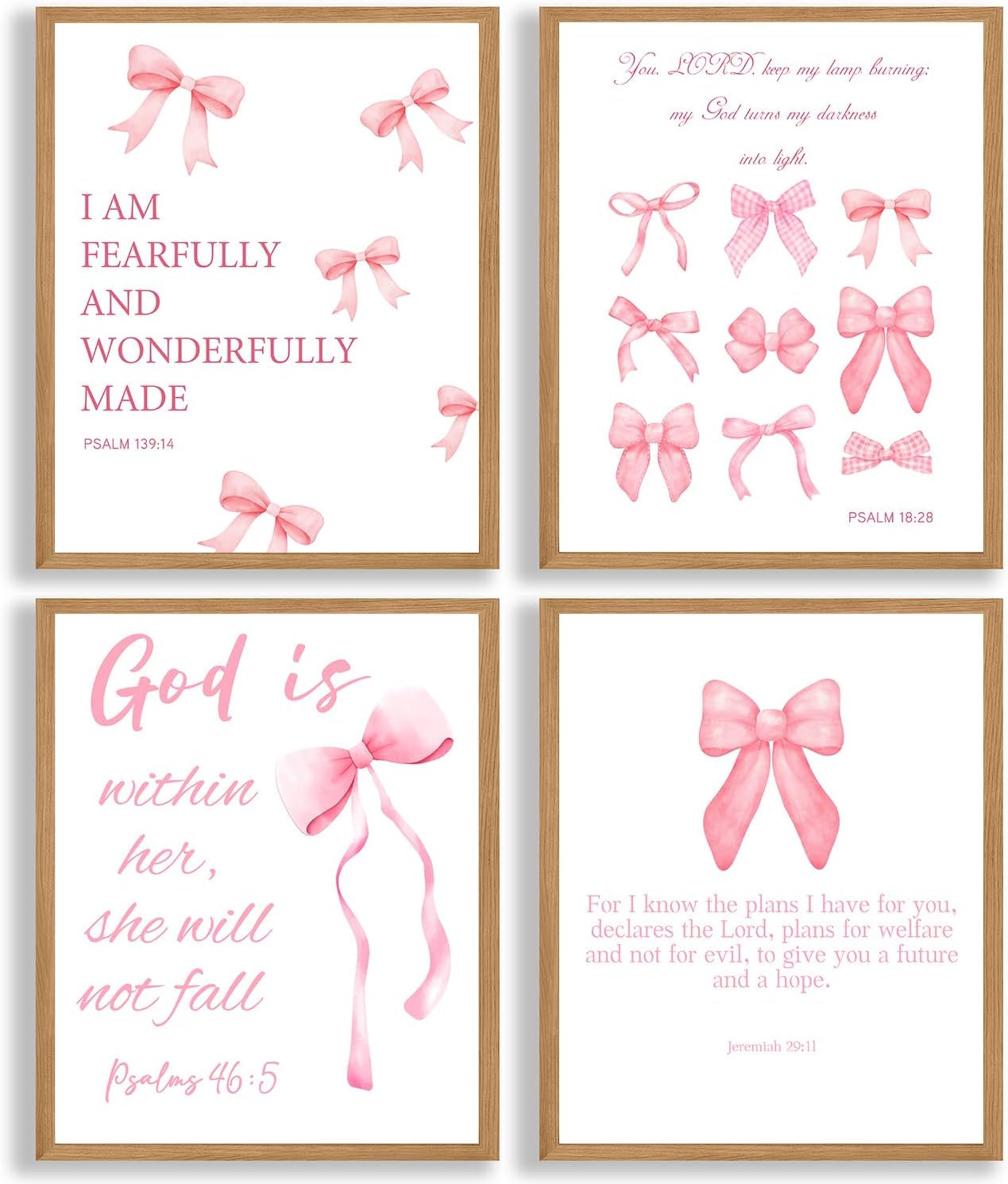 4Pcs Coquette Pink Bow Wall Art Decor Posters, Pink Bow Wall Posters ...