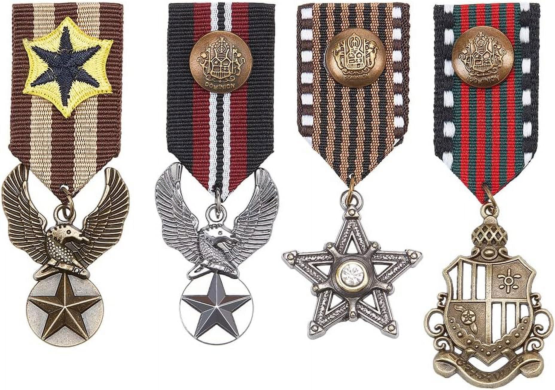 4Pcs Costume Military Badge Medal 4 Style Alloy Medal Brooch Pin ...