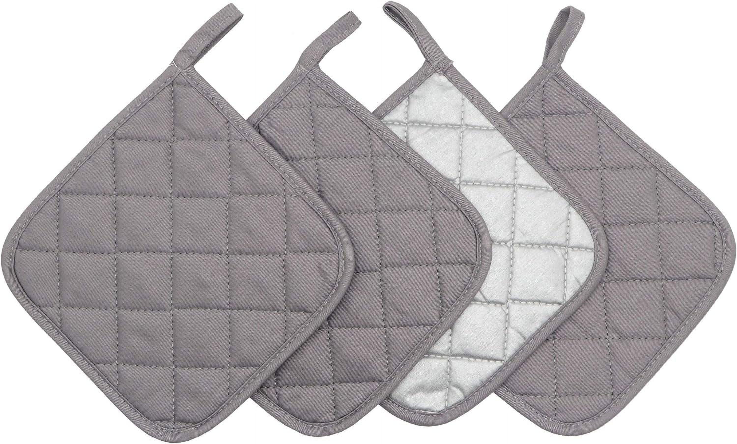 4Pcs Cotton Heat Resistant Pot Holders, Everyday Kitchen Basic Square ...