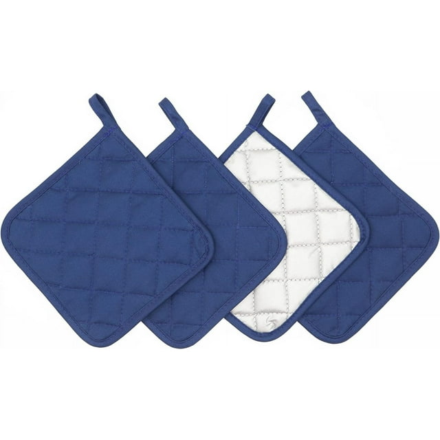 4Pcs Cotton Heat Resistant Pot Holders, Everyday Kitchen Basic Square ...